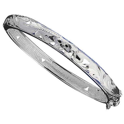 Silver Bangle Scroll See Through Hawaiian Jewelry Dome – Nakoa
